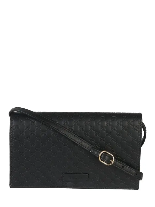 Gucci Microssima Leather Crossbody Wallet - Black