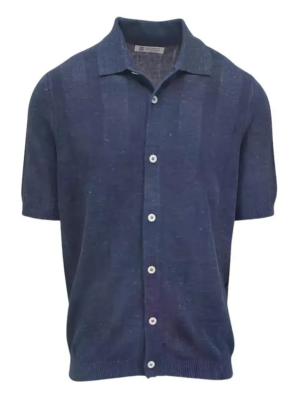 Brunello Cucinelli Ribbed Polo Shirt - Blue