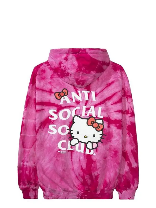 ANTI SOCIAL SOCIAL CLUB X Hello Kitty Hoodie - Red Tie Dye