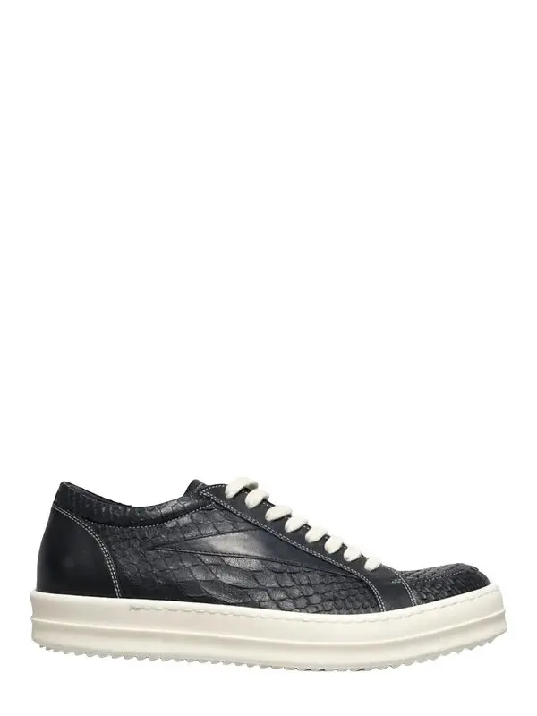 Rick Owens Vintage Low Embossed Python Sneakers - Black/milk