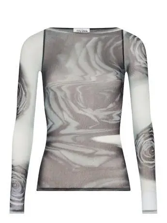 JEAN PAUL GAULTIER Mesh Boat Neck Top - White/grey