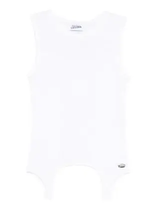 JEAN PAUL GAULTIER Ribbed Tank Top With Garter Detail - White