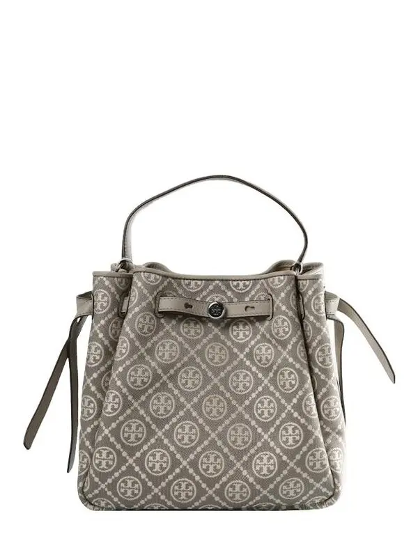 Tory Burch Romy T Monogram Bucket Bag - Gray