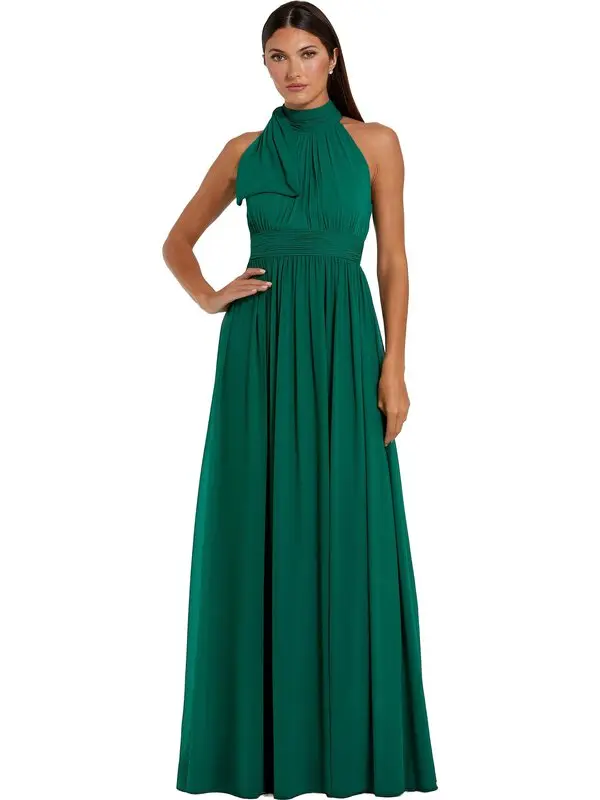 Mac Duggal High Neck Chiffon Gown - Green
