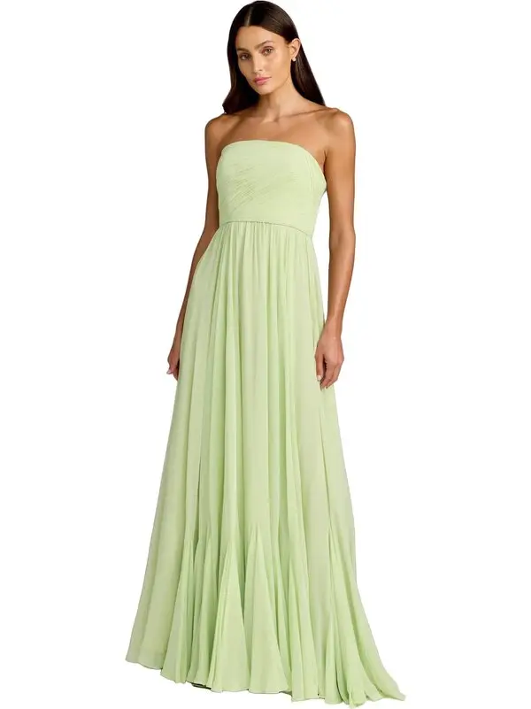 Mac Duggal Strapless Chiffon Gown With Braided Belt - Green