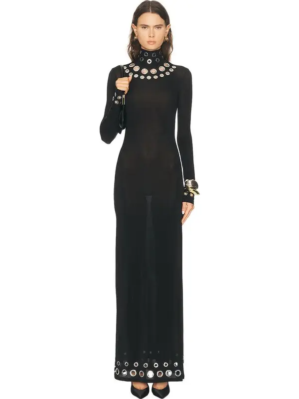 Rabanne Turtleneck Maxi Dress - Black