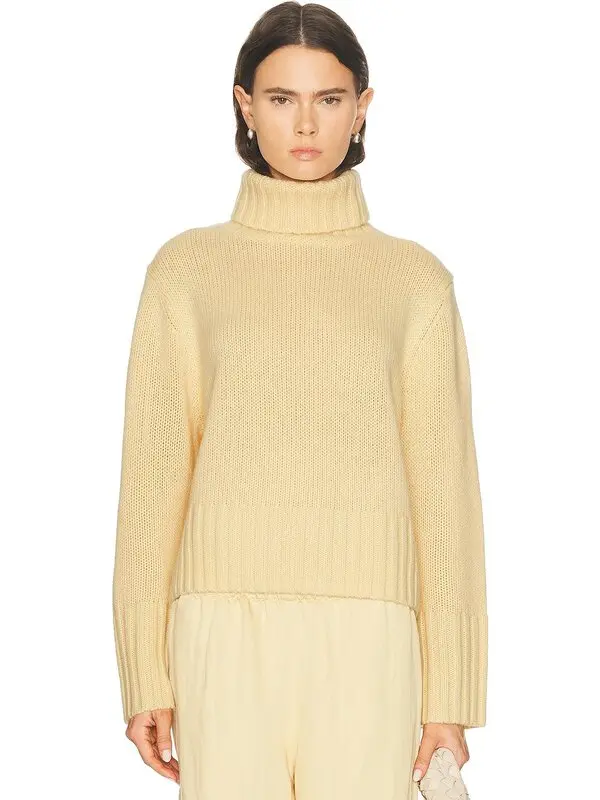 Jenni Kayne Cropped Jet Turtleneck Sweater - Pale Yellow