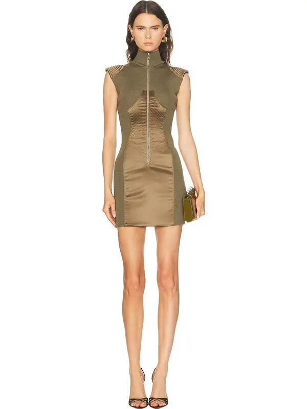 JEAN PAUL GAULTIER Lingerie Satin Cut Out Zipped Short Dress - Khaki