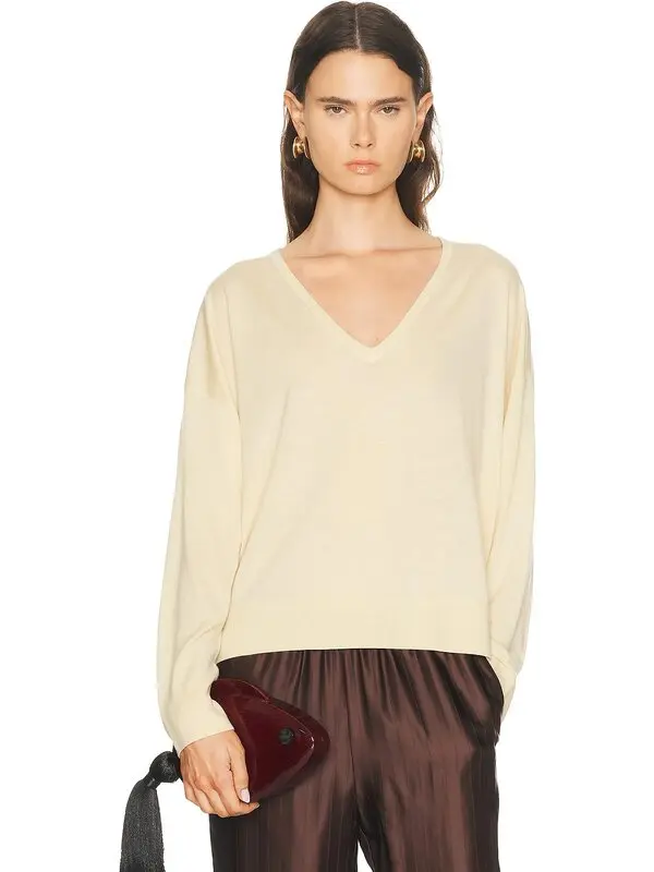 Jenni Kayne Dree V-neck Merino Wool Sweater - Pale Yellow
