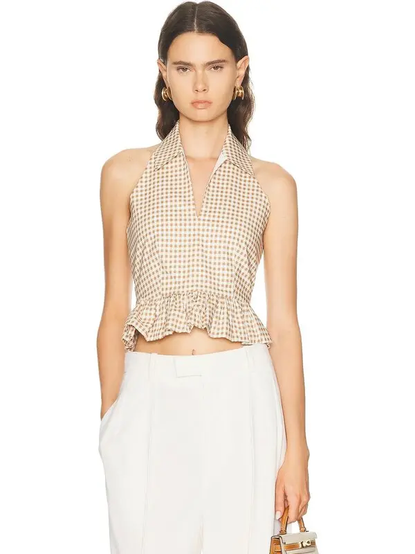 Caroline Constas Aya Halter Top - Beige