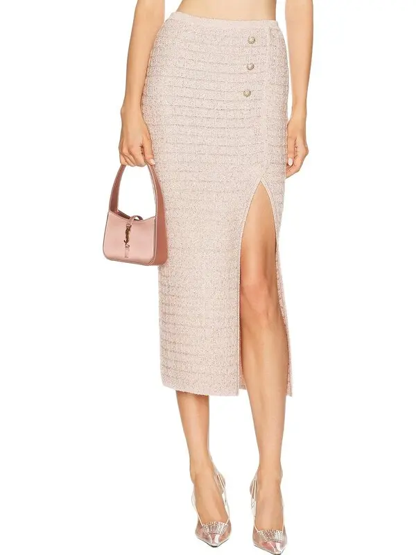 Alessandra Rich Sequin Embellished Midi Skirt - Pink