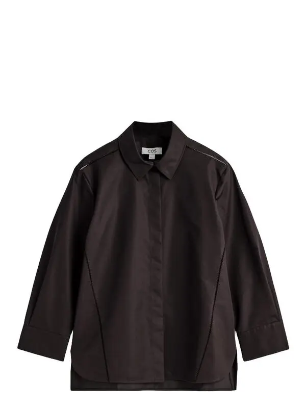 Cos Embroidered Cotton Shirt - Brown