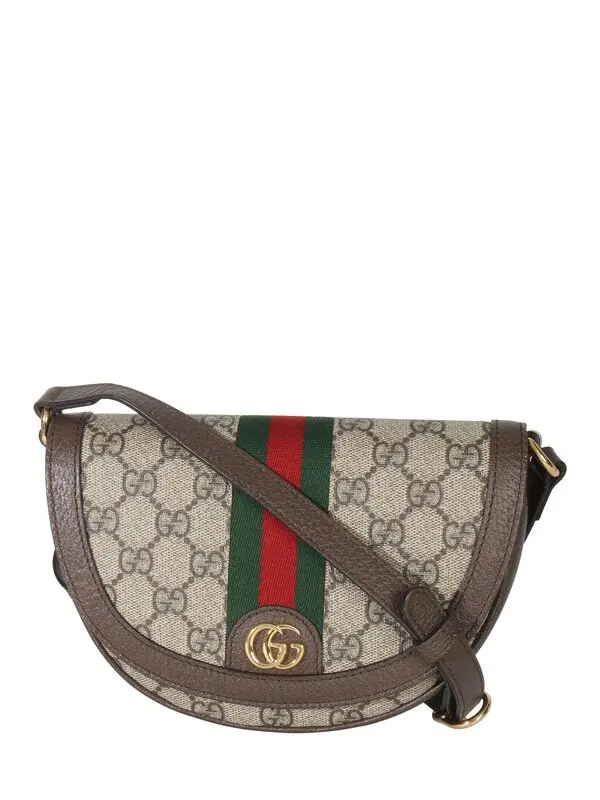 Gucci Gg Supreme Canvas Ophidia Flap Bag - Brown