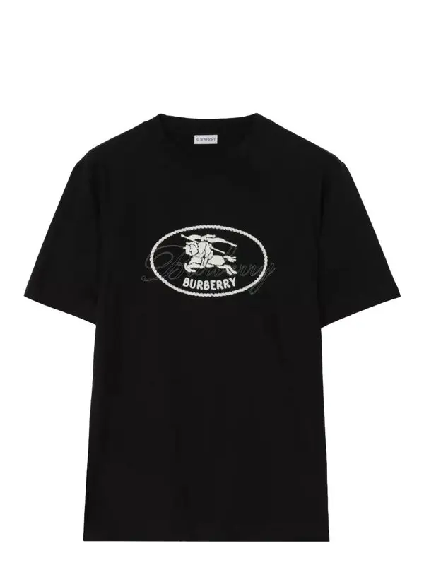 Burberry Knight-stamp Cotton T-shirt - Black