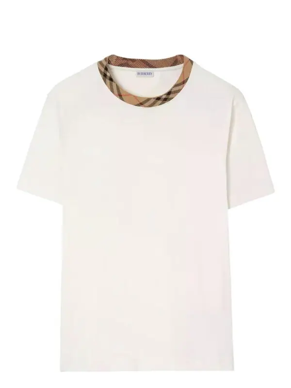 Burberry Check Trim Cotton T-shirt - Neutrals