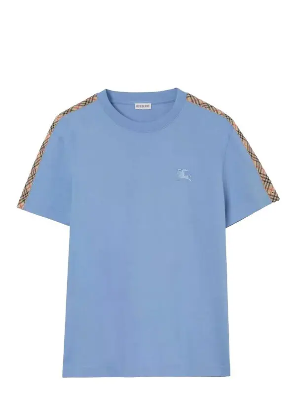 Burberry Check Trim Cotton T-shirt - Blue