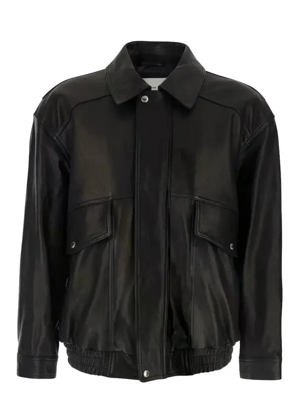 DUNST Leather Jacket With Front Pockets - Black