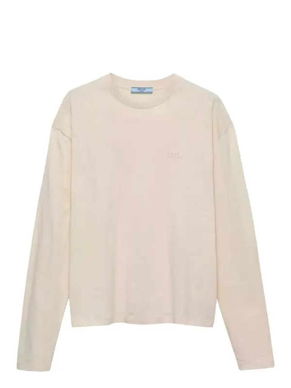 Prada Long-sleeve Logo T-shirt - Neutrals