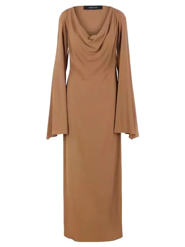 Federica Tosi Cowl-neck Long-sleeve Dress - Brown