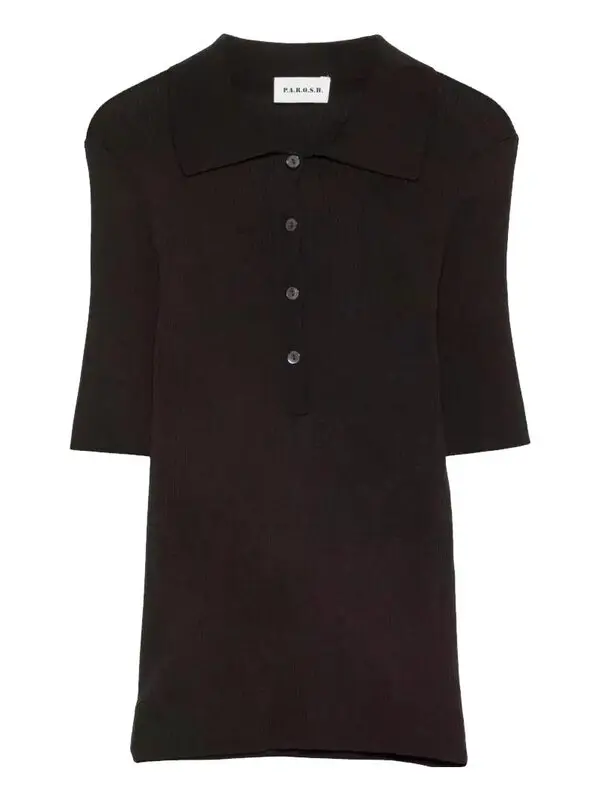 P.a.r.o.s.h Buttoned Knit Polo Shirt - Brown