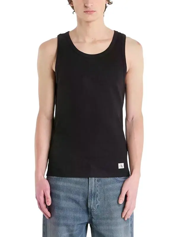 Calvin Klein Jeans 2x2 Rib Badge Tank Top - Black