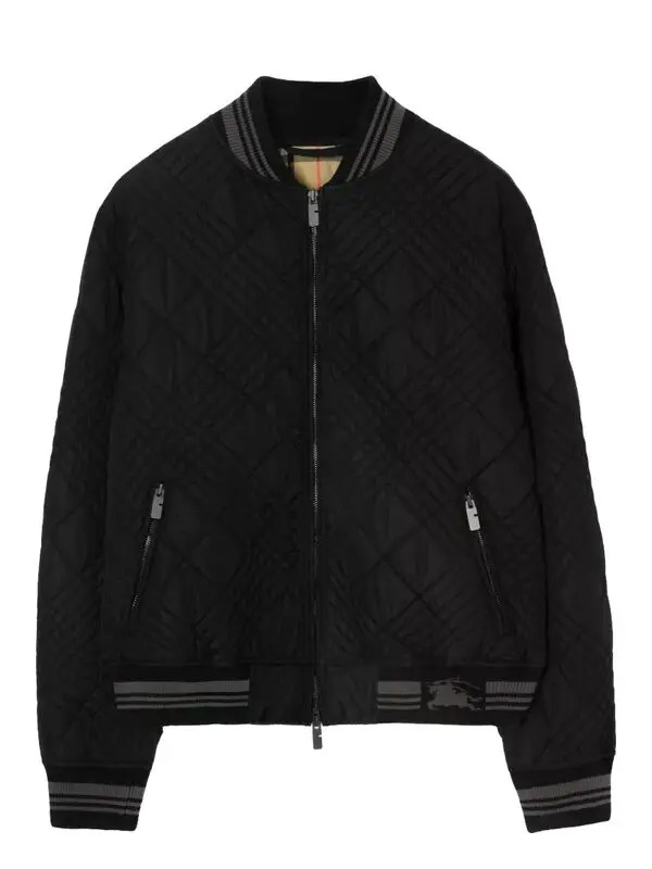 Burberry Micro Check-stitch Rakewood Bomber Jacket - Black