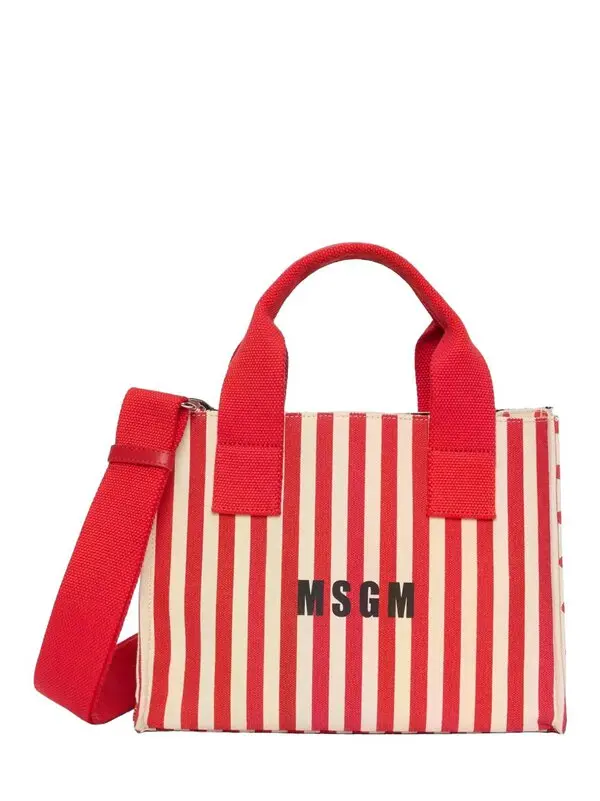 MSGM Striped Tote Bag - Red
