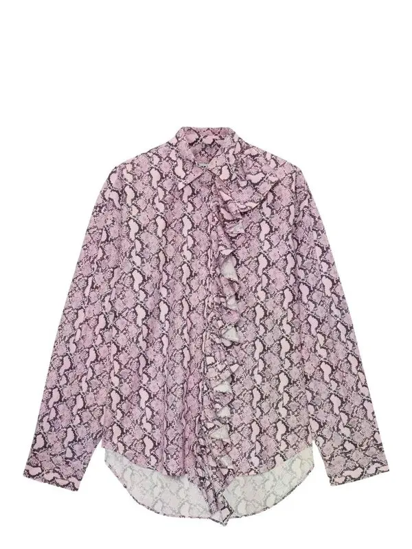 MSGM Ruffled Snake Print Shirt - Pink