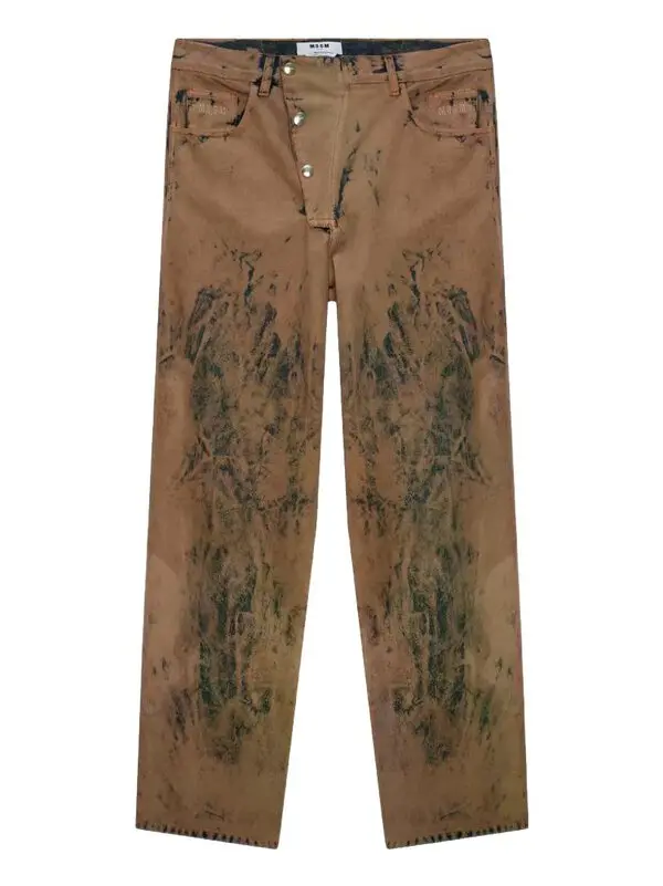 MSGM Printed Straight Leg Jeans - Brown