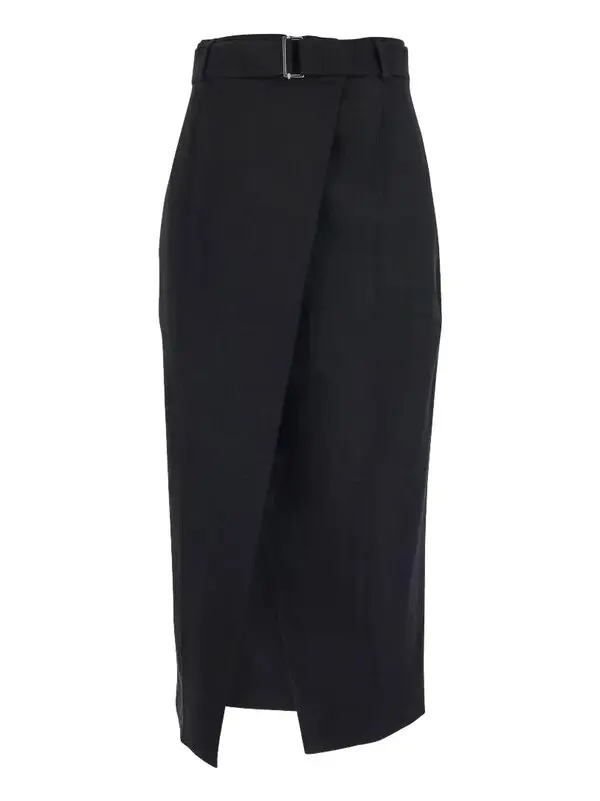 TELA Belted Wrap Midi Skirt - Black