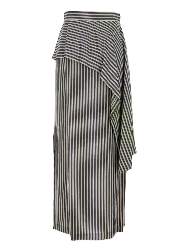 TELA Striped Midi Skirt - Grey