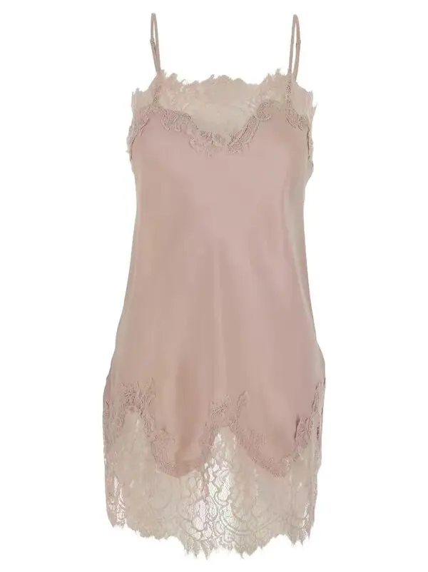 Gold Hawk Lace-trim Mini Dress - Pink