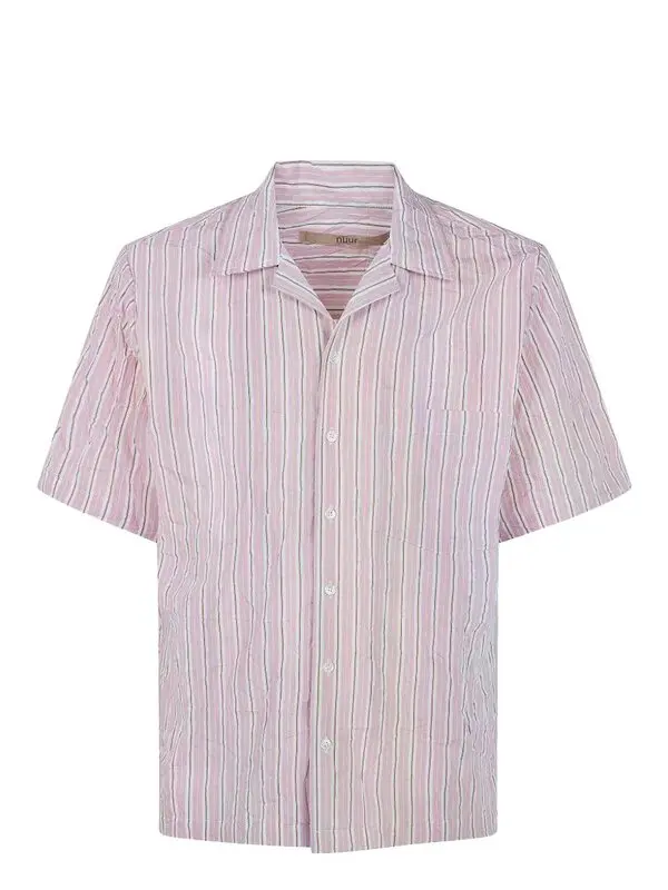 NUUR Striped-pattern Chest-pocket Shirt - Pink