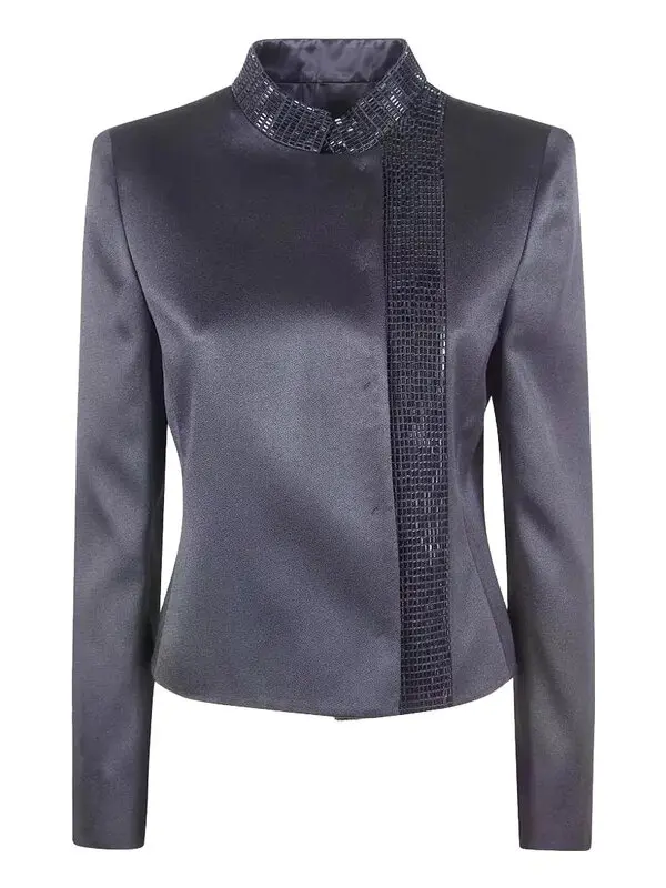 Giorgio Armani Mandarin-collar Jacket - Grey