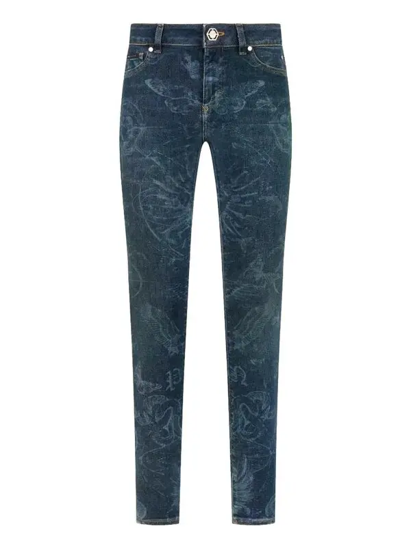 Philipp Plein Printed Jeggings - Blue