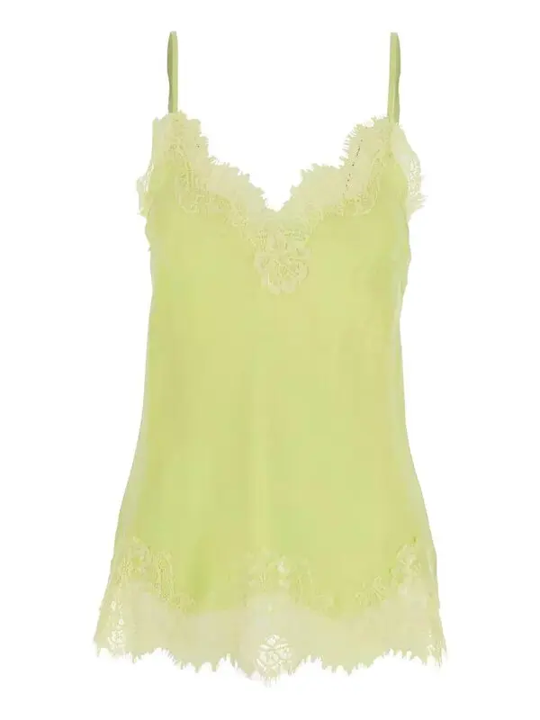 Gold Hawk Lace-trimmed Sleeveless Top - Yellow