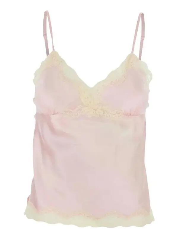 Gold Hawk Lace V-neck Sleeveless Top - Pink
