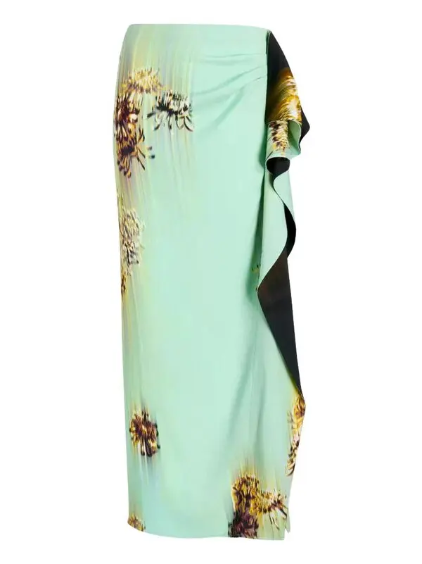 Proenza Schouler Cella Printed Maxi Skirt - Green