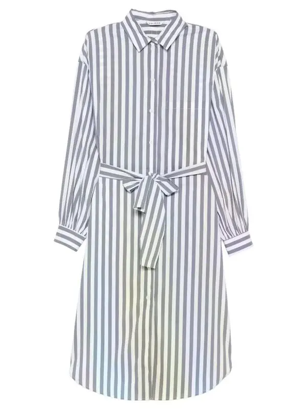 CALIBAN Striped Belted Shirtdress - White