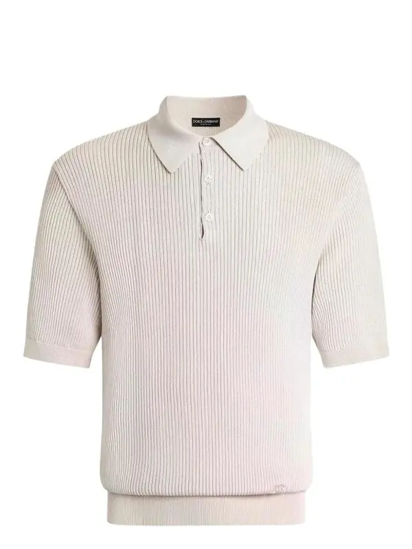 Dolce & Gabbana Micro-rib Cotton Polo Shirt - Neutrals