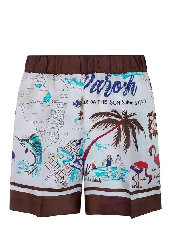 P.a.r.o.s.h Printed Silk Shorts - White