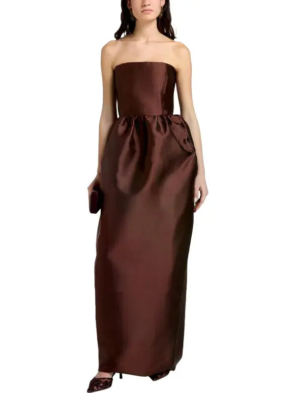 MARQUES' ALMEIDA Strapless Gathered Maxi Dress - Brown