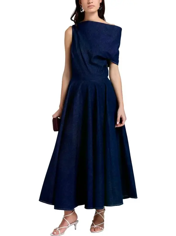 MARQUES' ALMEIDA A-line One-shoulder Midi Dress - Blue