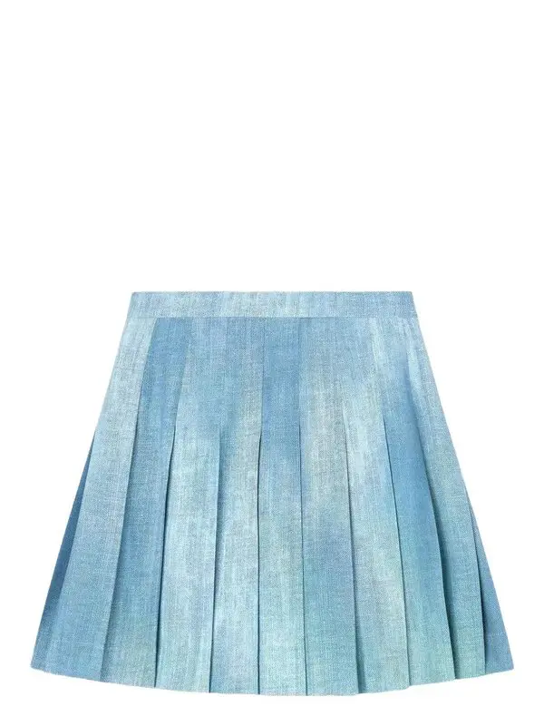 Ermanno Scervino Pleated Marocain Mini Skirt - Blue
