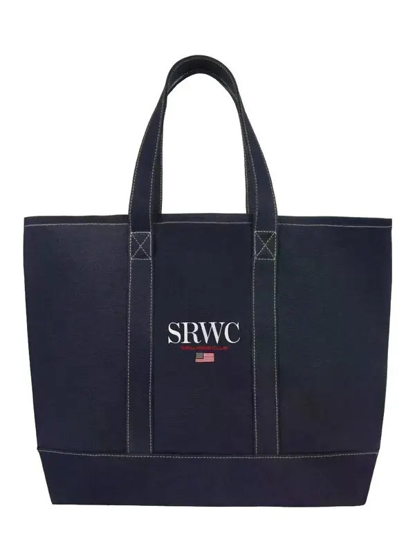 SPORTY & RICH Logo Graphic Tote Bag - Blue