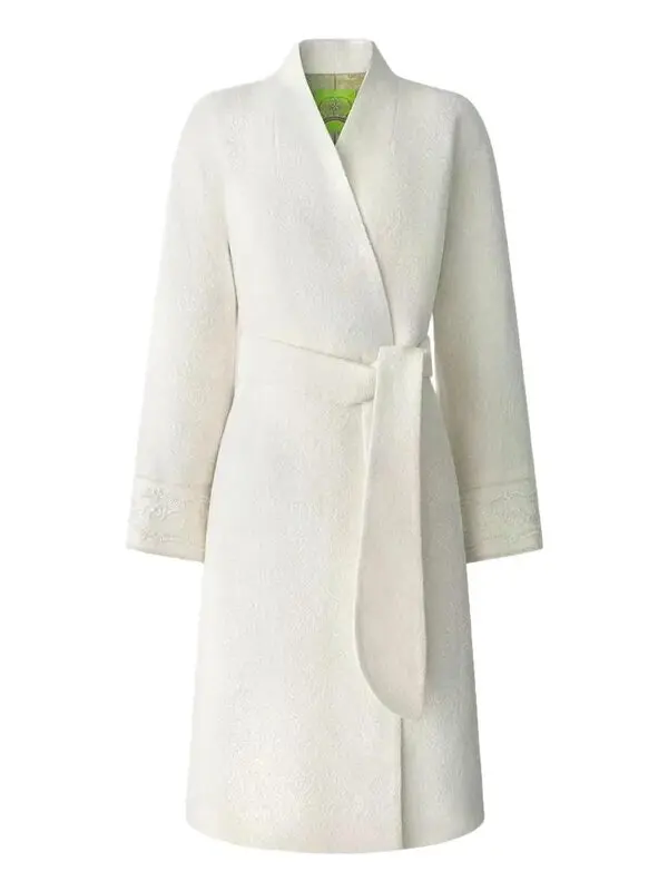 Shanghai Tang Embroidered Belted Coat - Neutrals