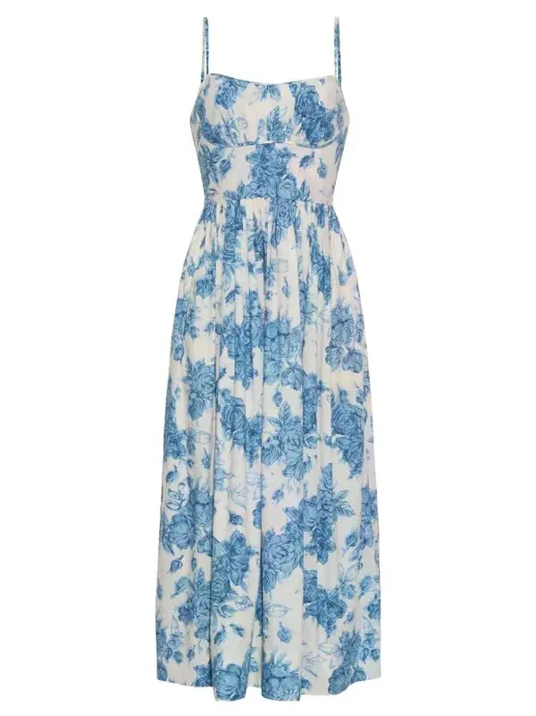 Cara Cara Alba Floral-pattern Midi Dress - White