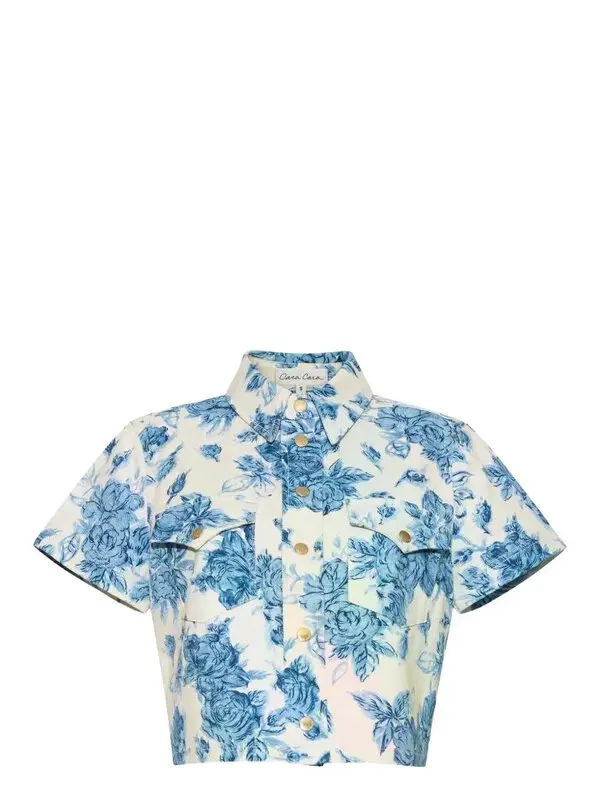 Cara Cara Floral Cropped Shirt - Neutrals