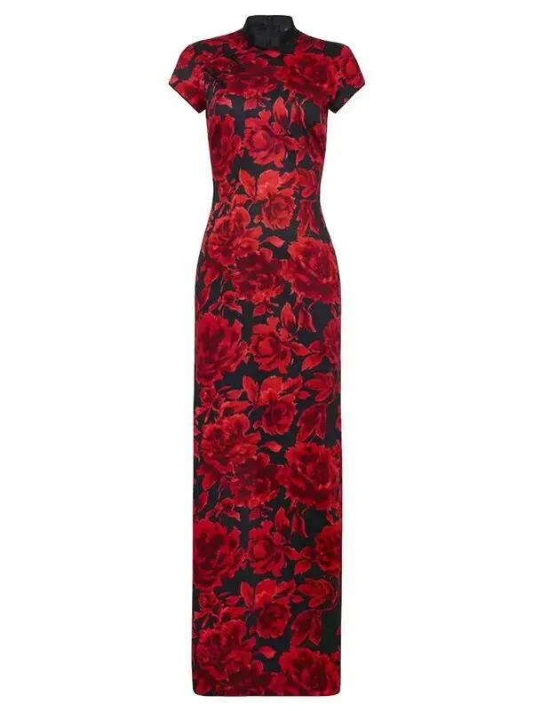 Shanghai Tang Floral-print Dress - Red