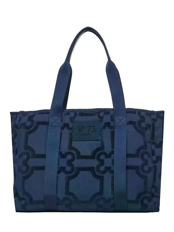 V°73 Geometric Pattern Tote Bag - Blue